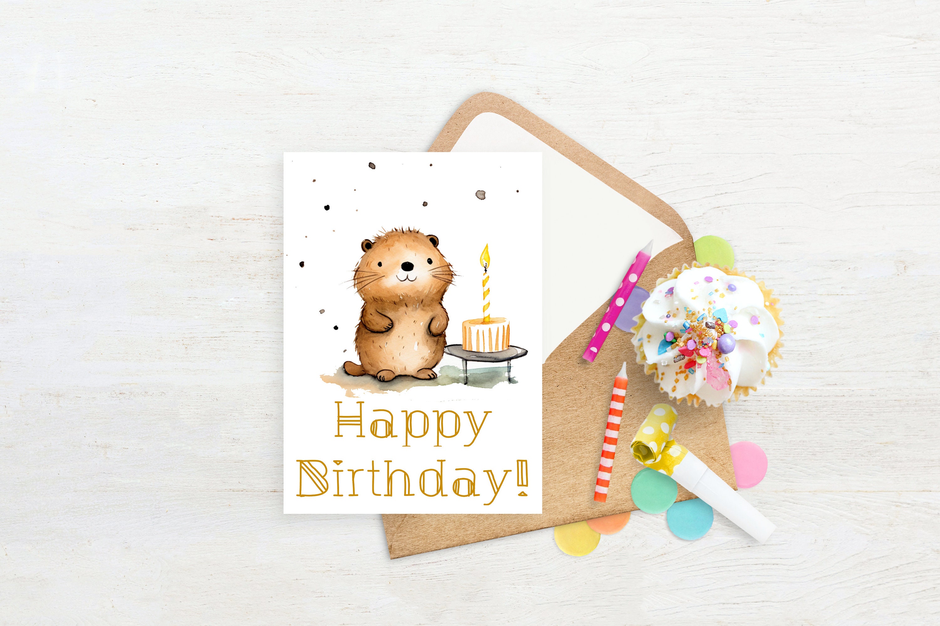 Beaver Birthday Card | Instant Download, Kids Birthday Card, Printable ...