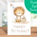 Lion Birthday Card Instant Download, Printable Kid's Birthday Card ...