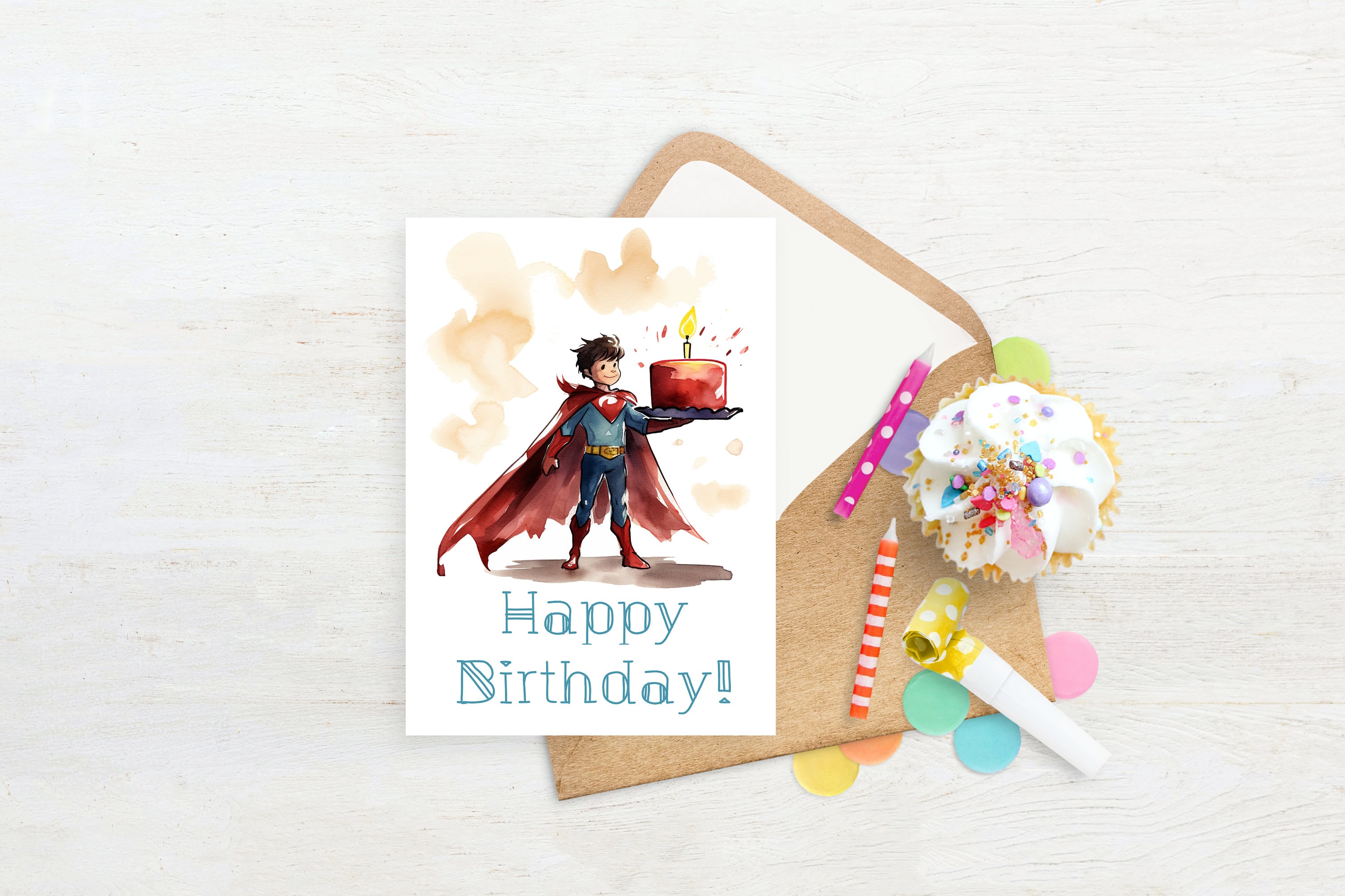 Super Hero Birthday Card Instant Download, Kids Birthday Card ...