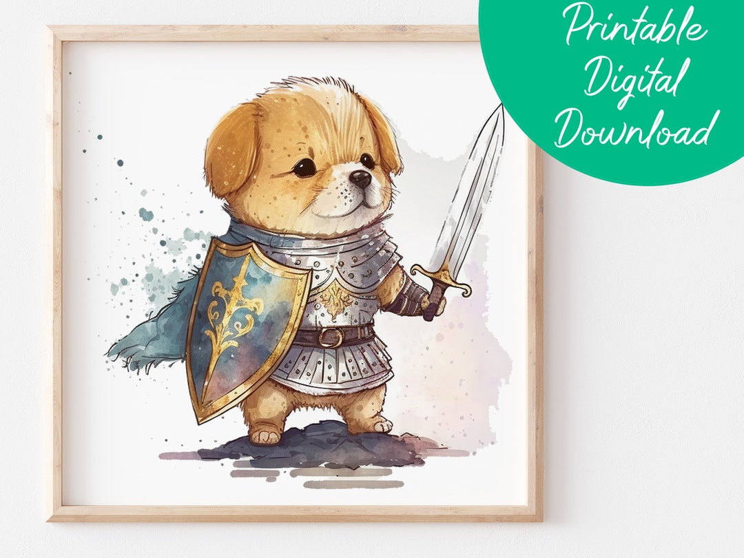 Puppy Knight Nursery Wall Art | Print-at-home Digital Wall Art ...