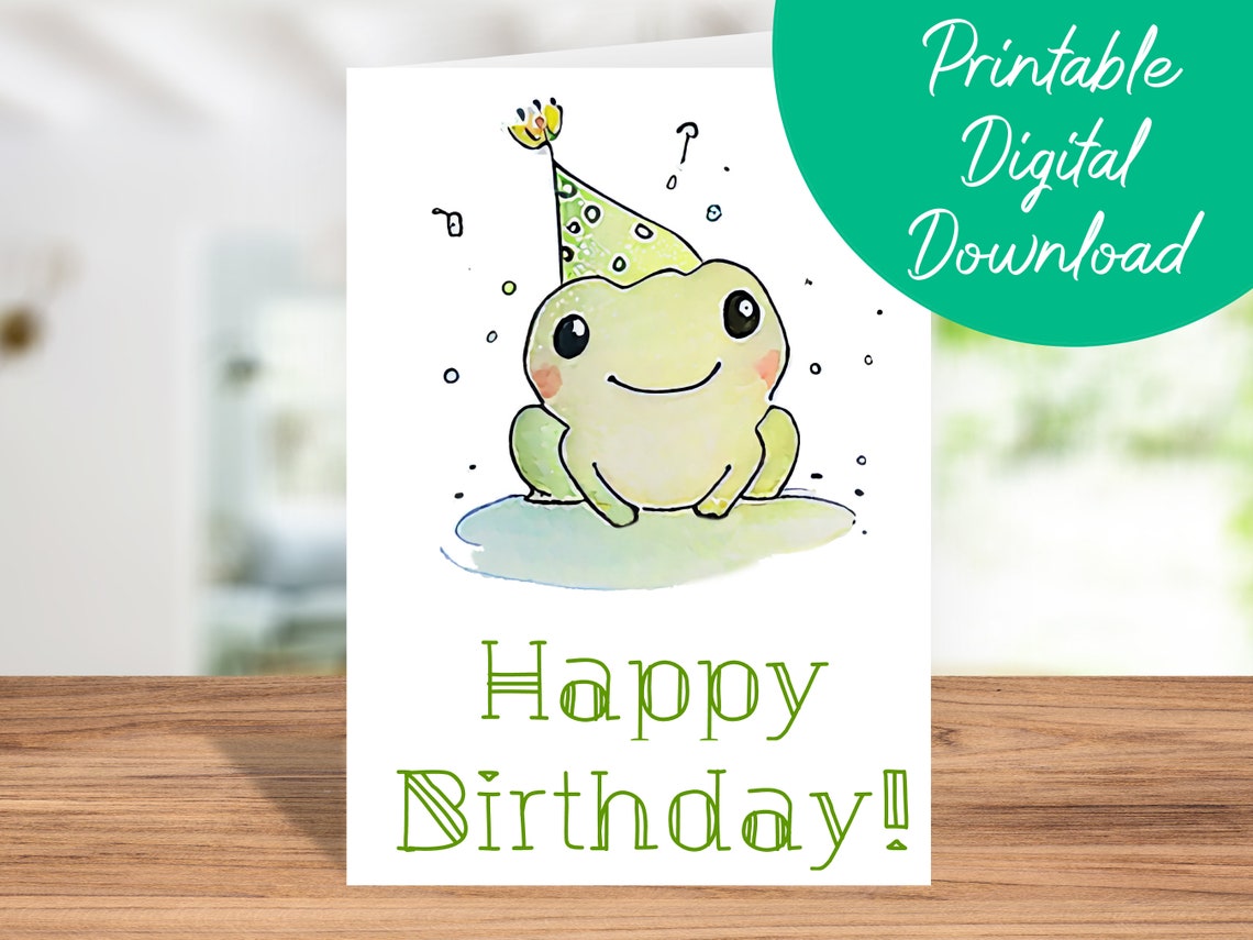 Frog Birthday Card | Instant Download, Kids Birthday Card, Frog ...
