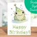 Frog Birthday Card Instant Download, Kids Birthday Card, Frog Printable ...