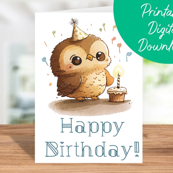 Owl Birthday Card - Etsy