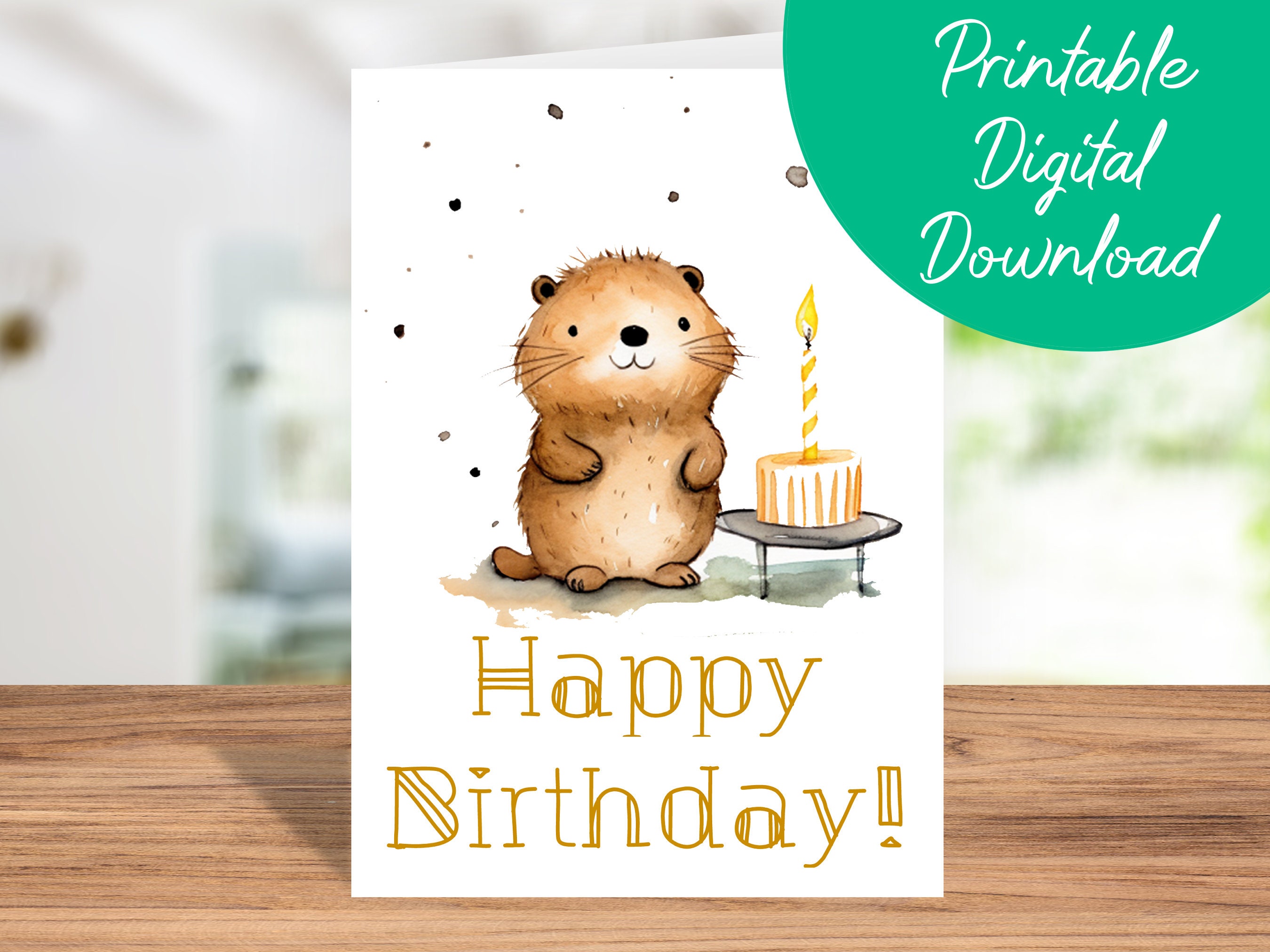 Beaver Birthday Card | Instant Download, Kids Birthday Card, Printable ...