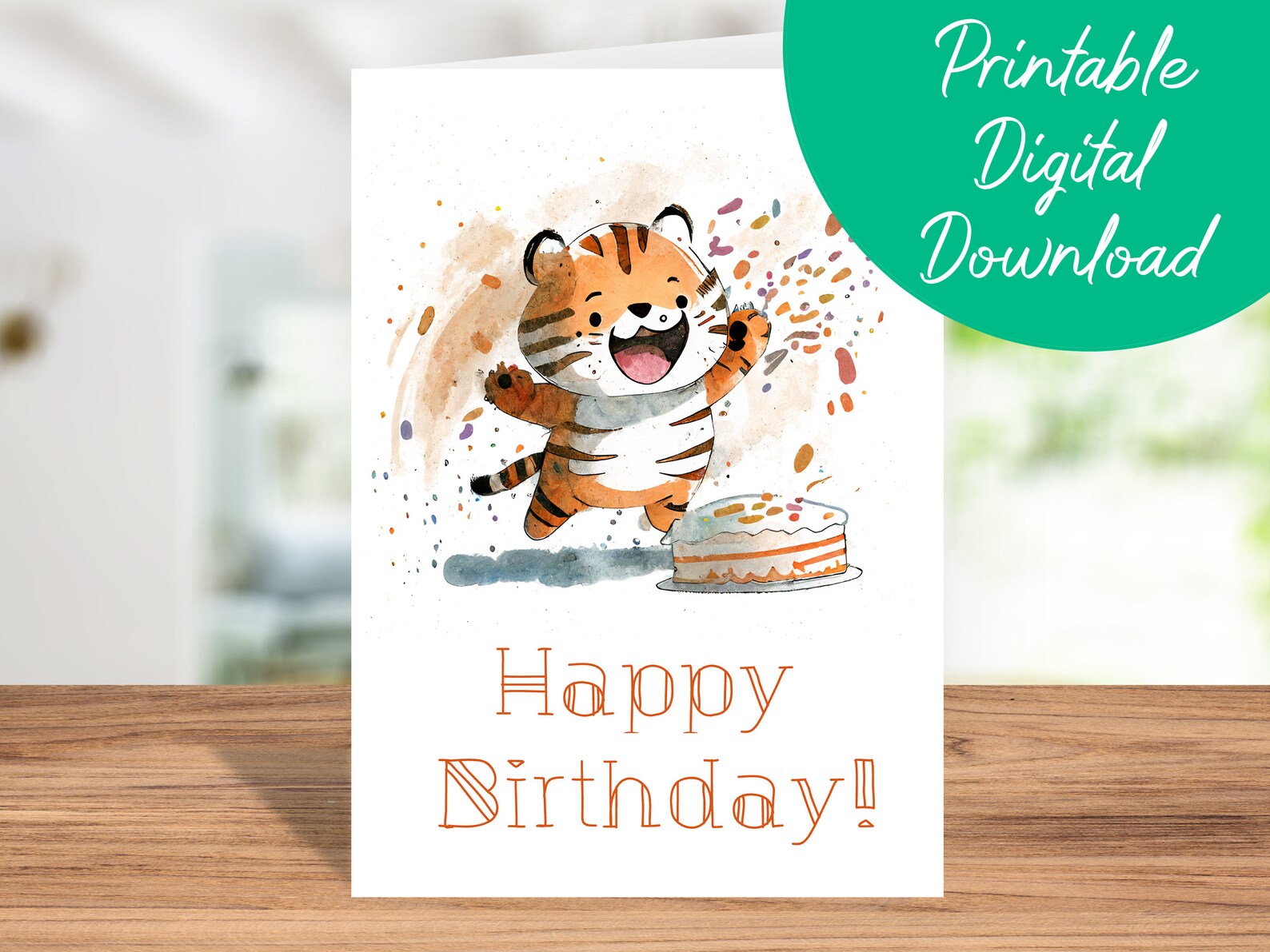 Tiger Birthday Card Instant Download, Kids Birthday Card, Printable 5x7 ...