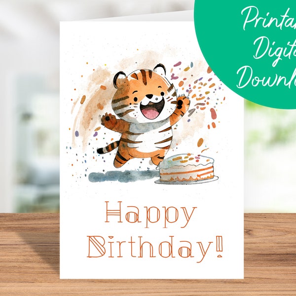 Printable Tiger Birthday Card - Etsy