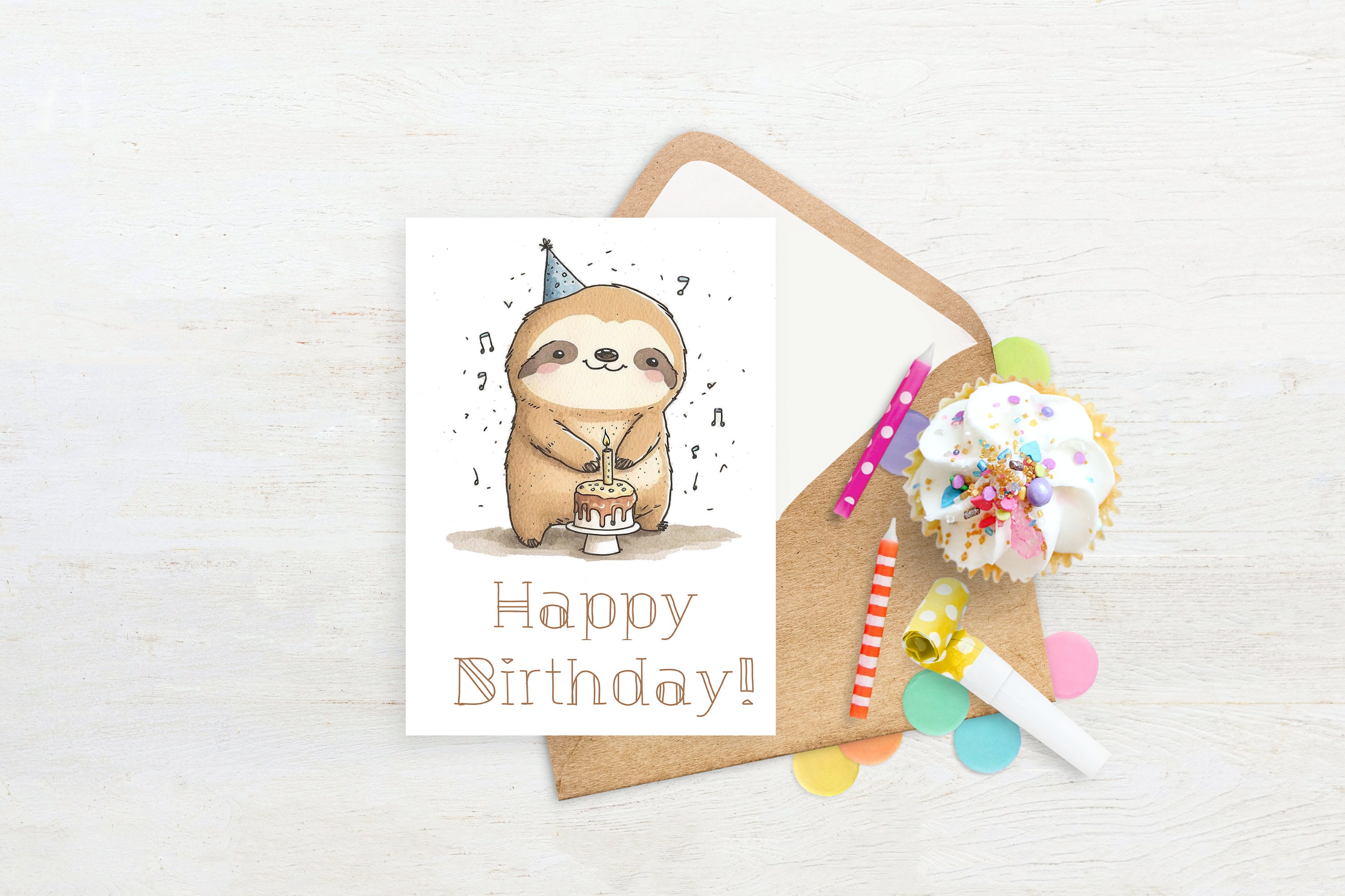 Sloth Birthday Card | Instant Download, Printable Kid's Birthday Card ...