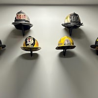 Fire Helmet TABLE TOP Display New York Roof Hook or Halligan Bar ...