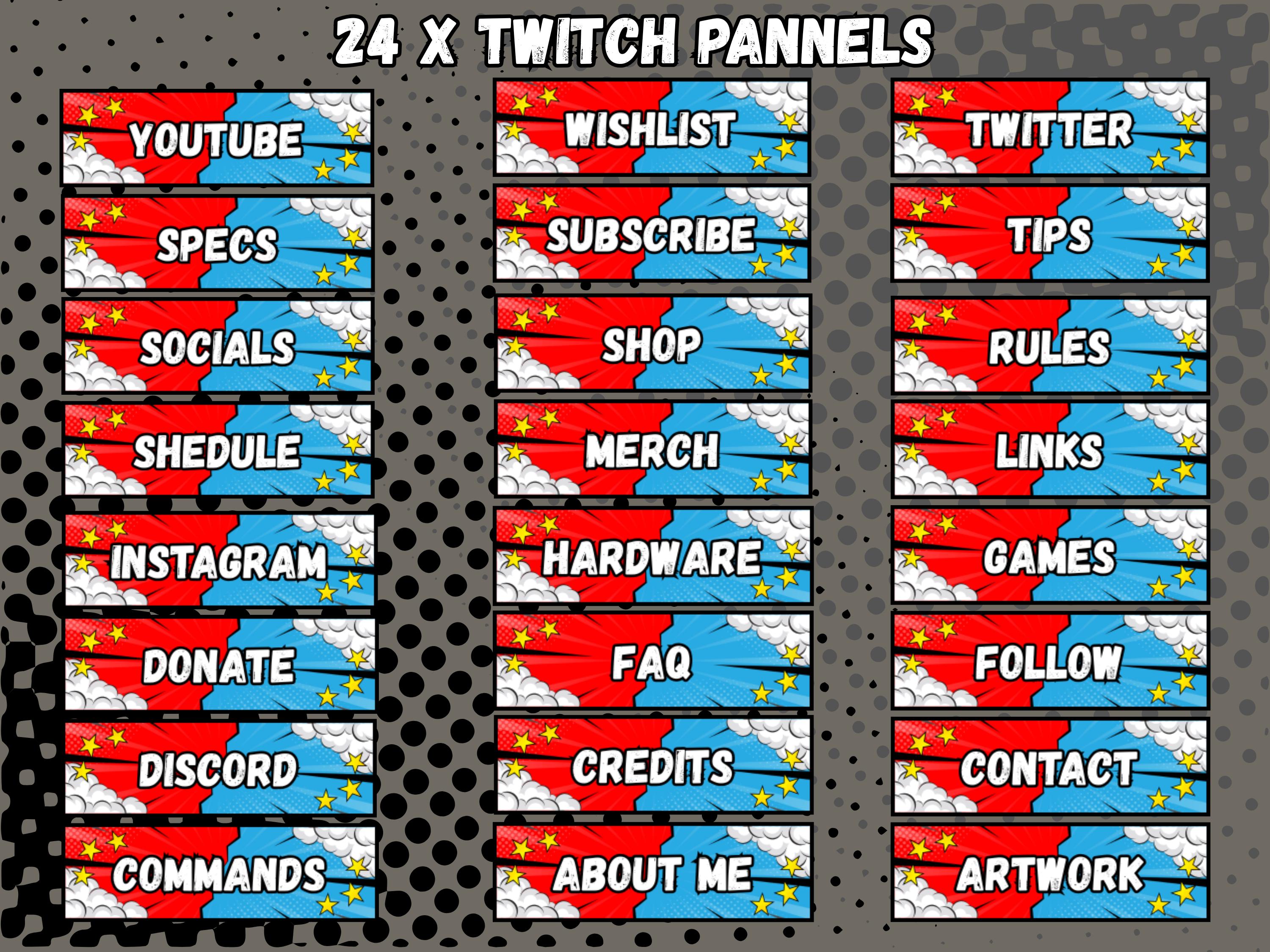 Animated Comic Style Twitch Stream Overlays & 24 Pannels - Etsy