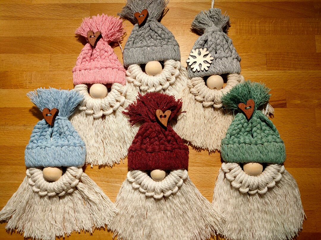 Handmade Cute Macrame Gnome Gonk Hanging Ornament Christmas - Etsy UK