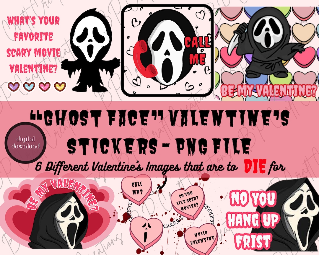 Ghost Face Valentine's Day Stickers Spooky Valentine's Day Stickers PNG ...