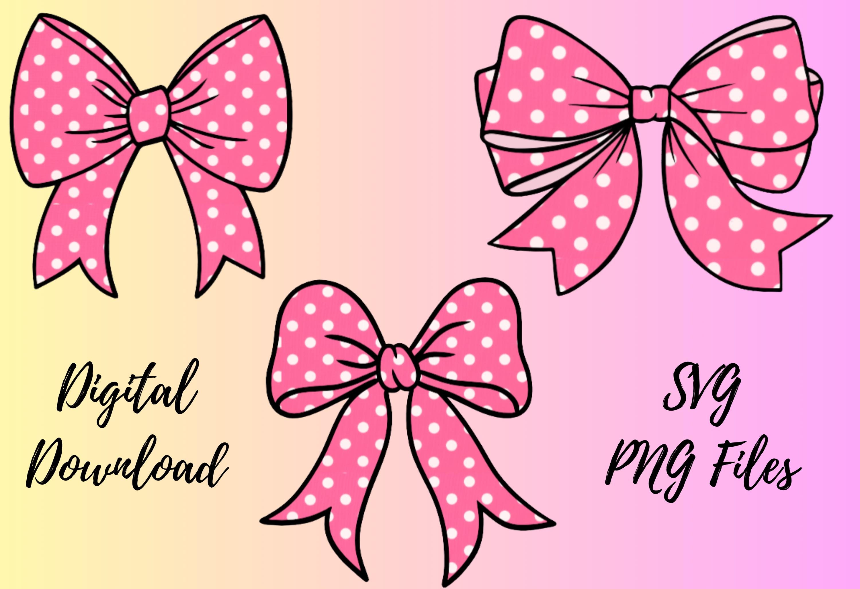 Pink & White Polka Dot Bow Digital Download - Etsy