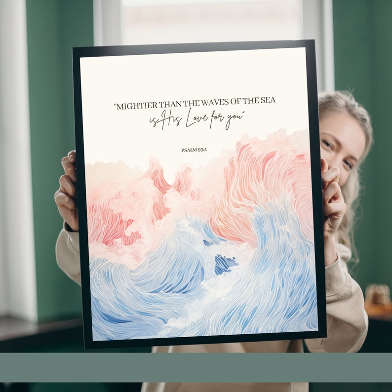 Bible Verse Wall Art - Psalm 93:4 Printable - 'mightier Than the Waves ...