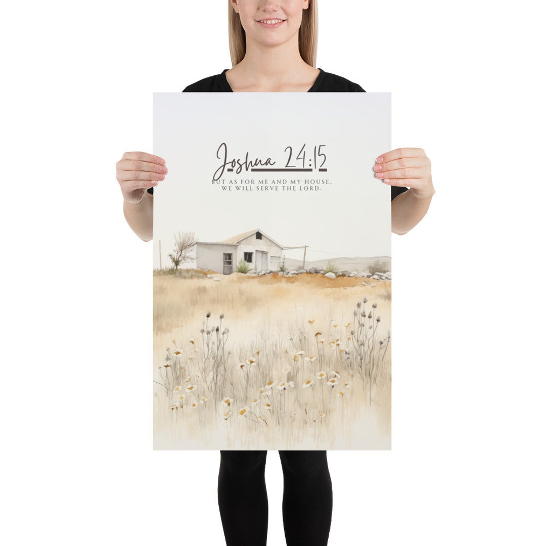 Minimalist Watercolor Art Joshua 24:15 as for Me and My House Christian ...