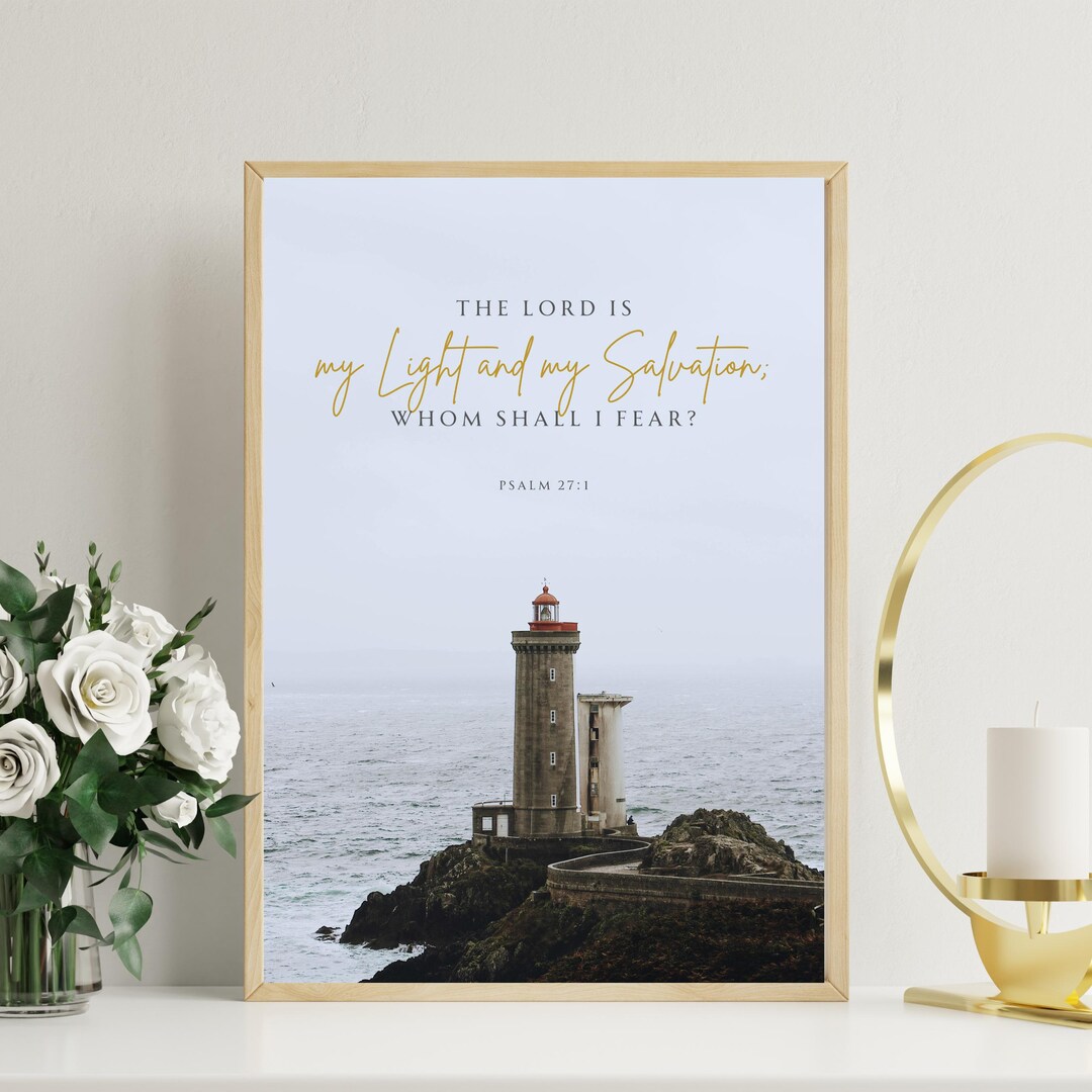Psalm 27:1 Lighthouse Digital Wall Art - Iconic Lighthouse Landmark ...