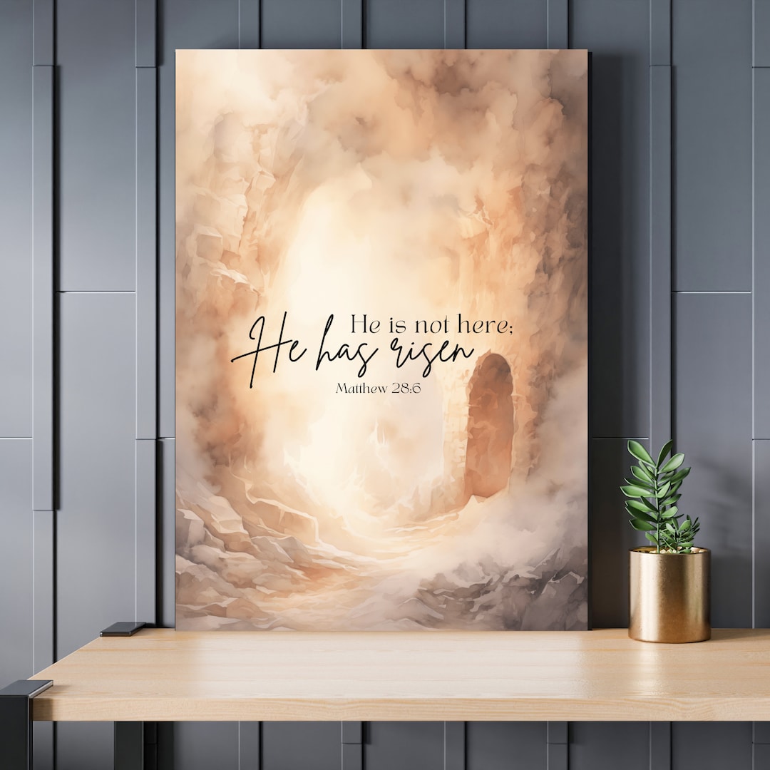 Matthew 28:6 He is Risen" Watercolor Digital Printable Art - Easter ...