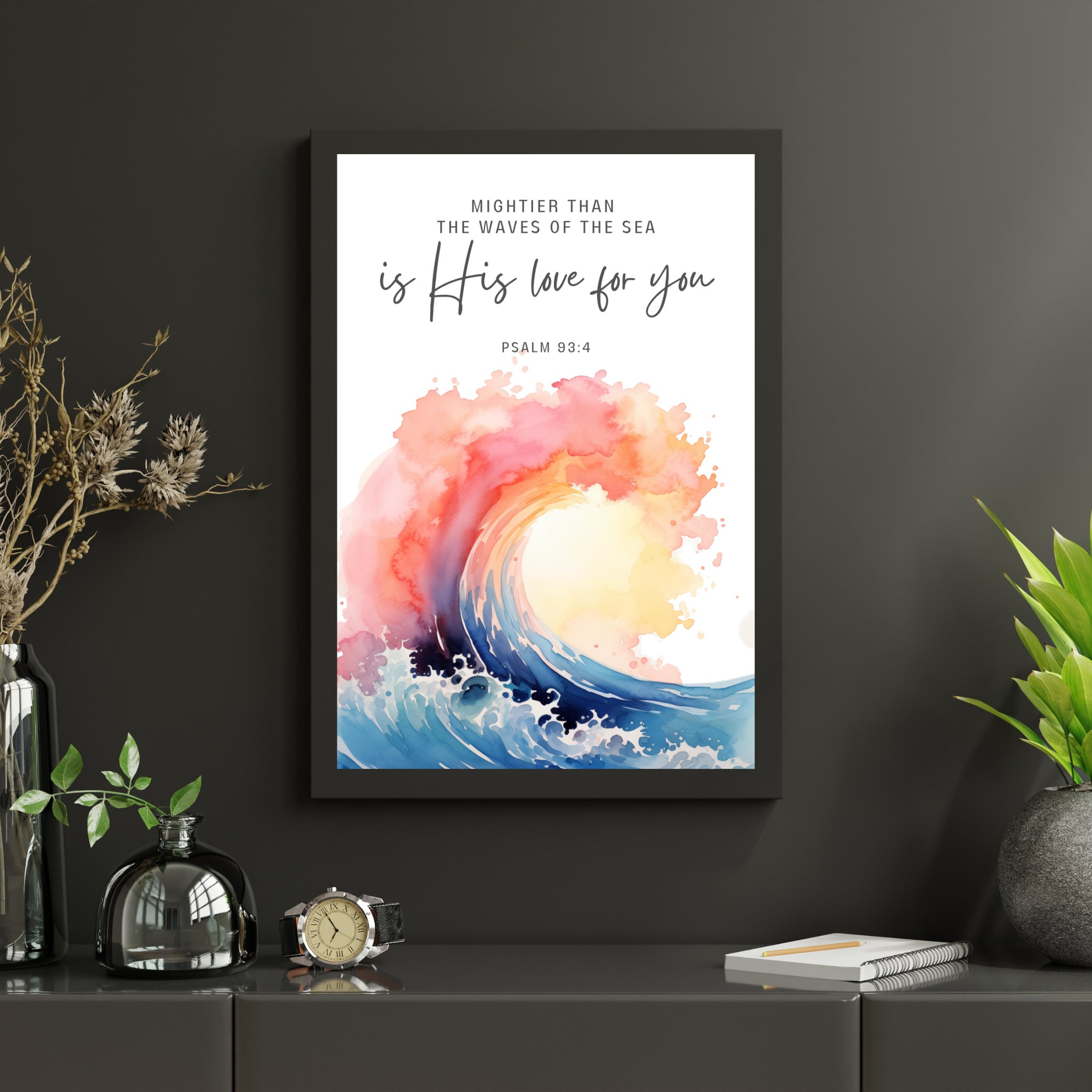 Bible Verse Wall Art Psalm 93:4 Printable 'mightier Than the Waves of ...