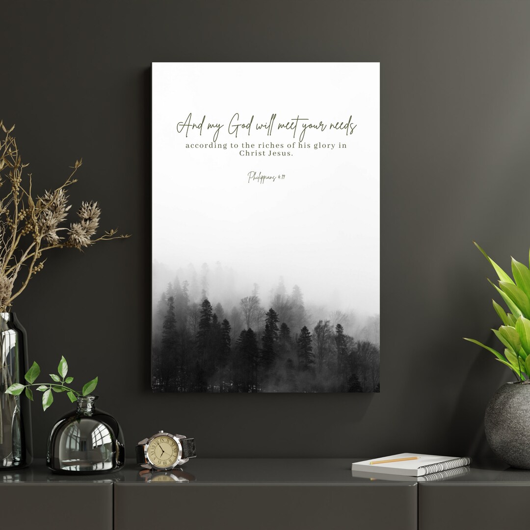 Philippians 4:19 Digital Art Print | Black and White Landscape ...