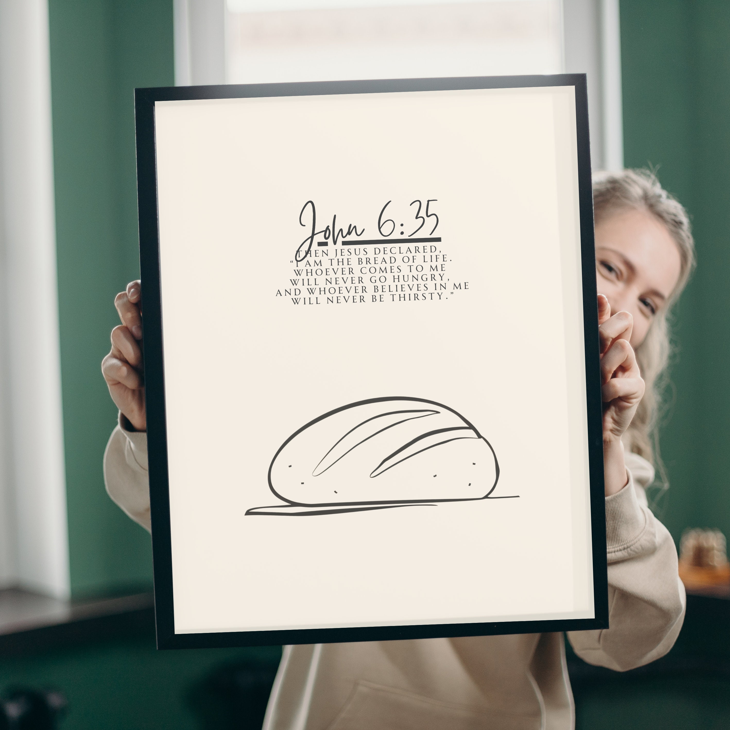 John 6:35 I Am the Bread of Life Minimalist Sourdough Loaf Digital Art ...