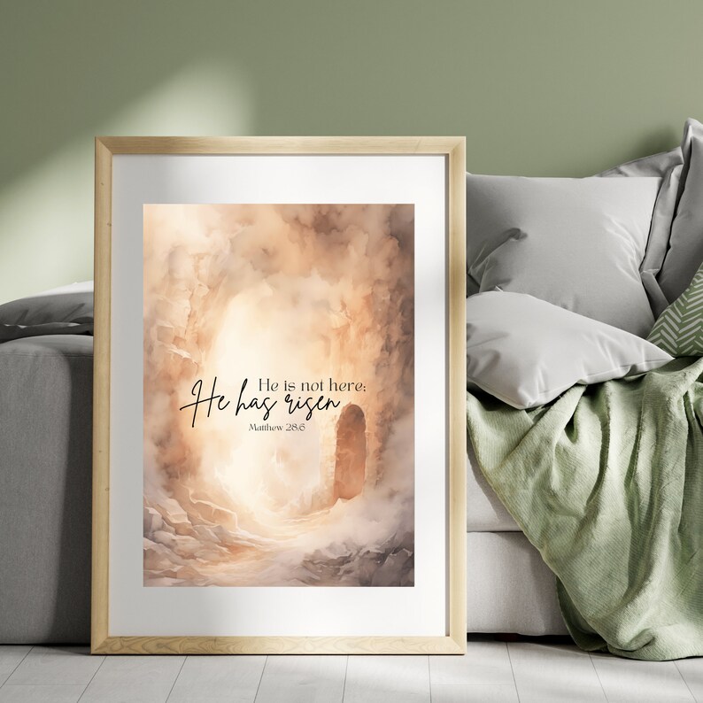 Matthew 28:6 He is Risen" Watercolor Digital Printable Art - Easter ...