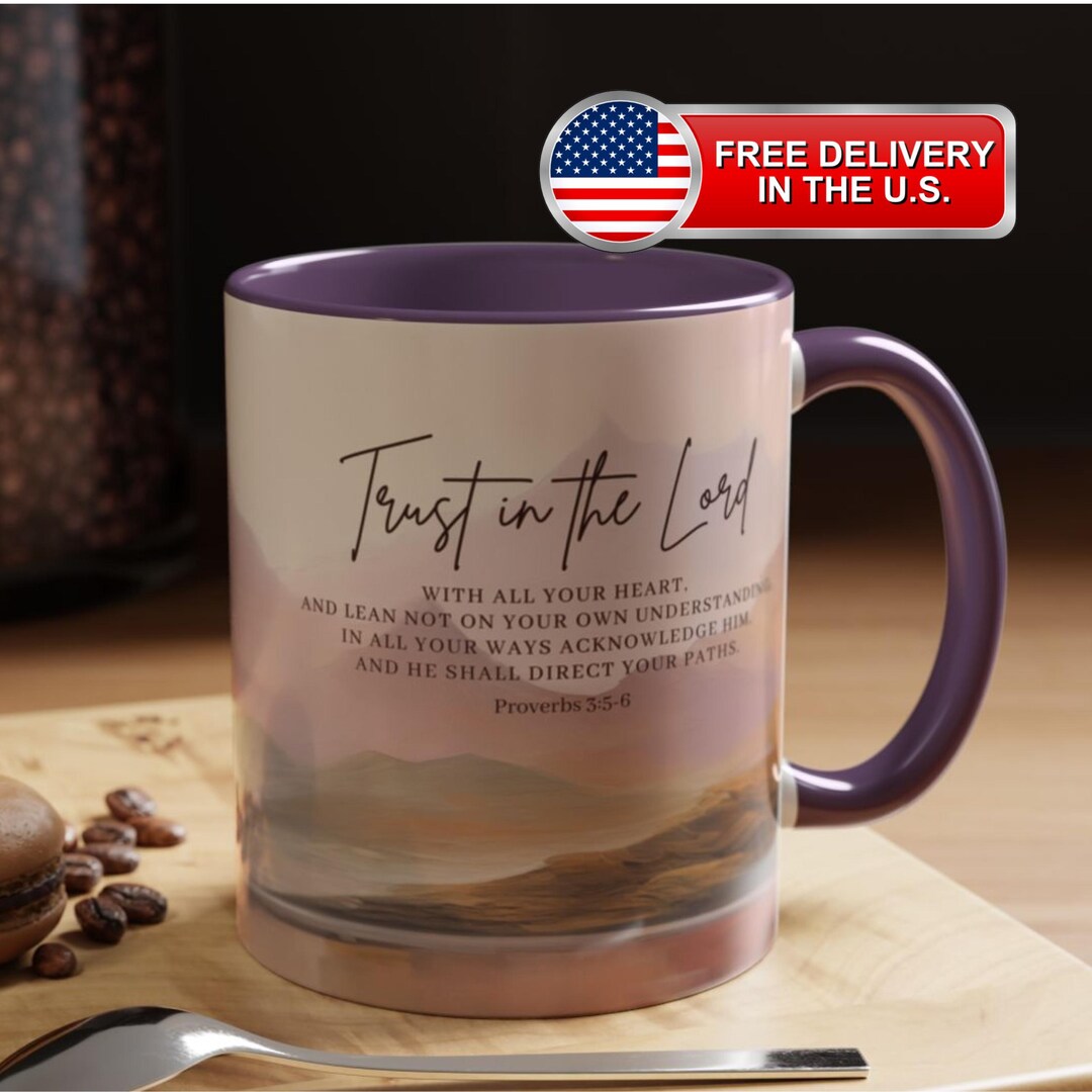 Trust in the Lord Coffee Mug: Abstract Mountain Art, Christian Gift - Etsy