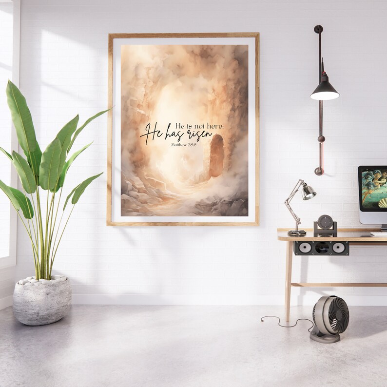 Matthew 28:6 He is Risen" Watercolor Digital Printable Art - Easter ...