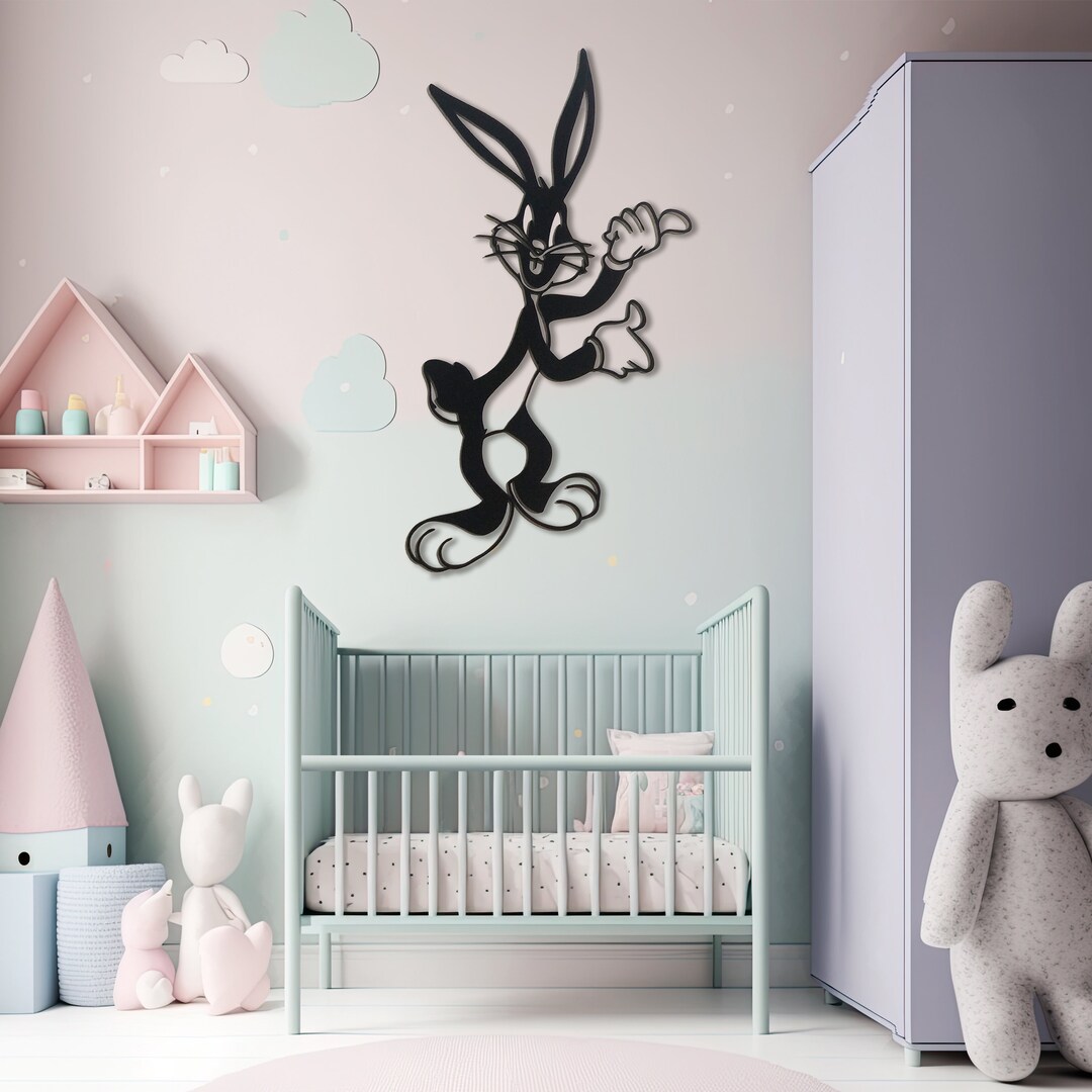 Rabbit Bunny Wood Wall Art Decor Wooden Sign Picture Kids - Etsy