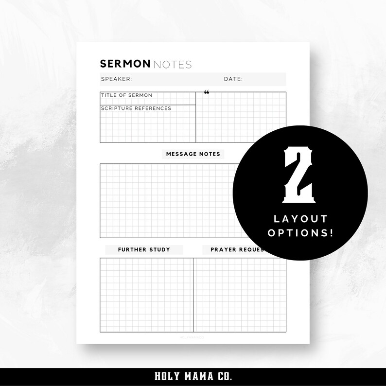 Minimal Sermon Notes, Grid Printable Sermon Notes, Minimal Church Notes ...