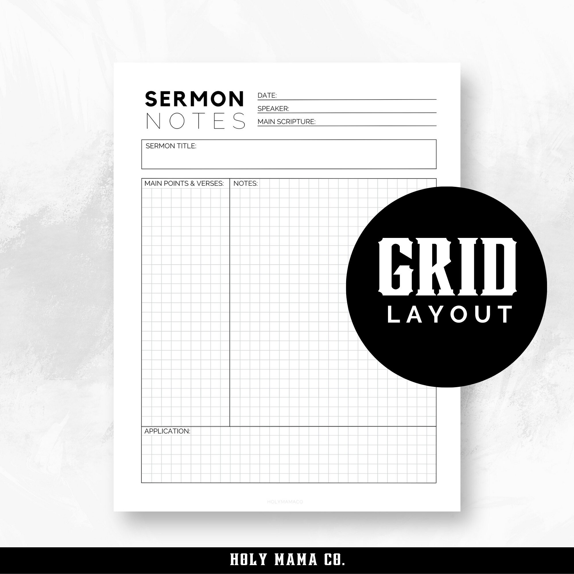 Minimal Sermon Notes, Grid Printable Sermon Notes, Minimal Church Notes ...