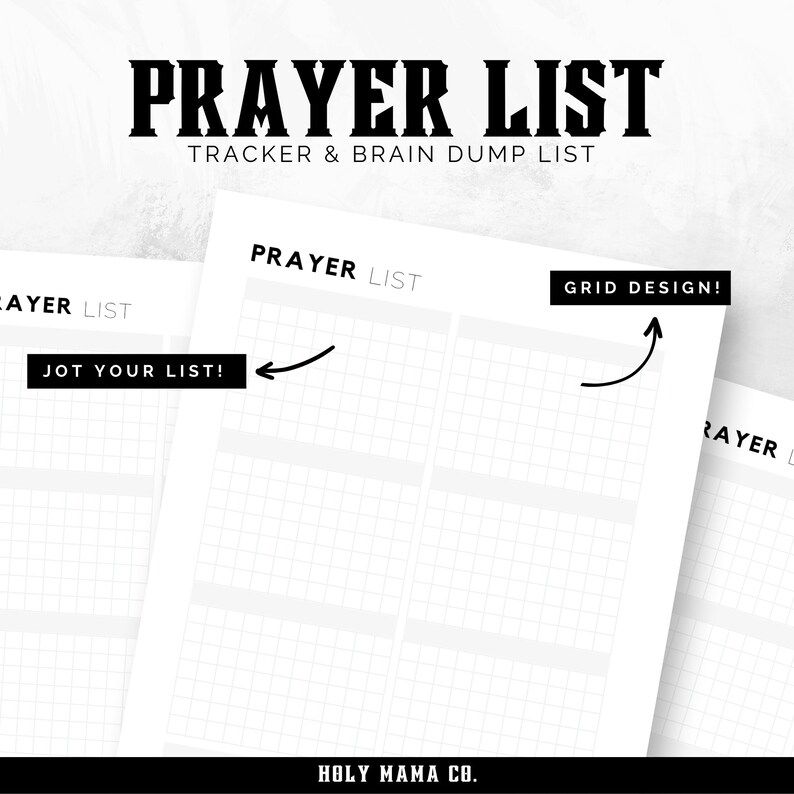 Minimal Prayer Journal, Grid Printable Prayer Log, Minimal Prayer List ...