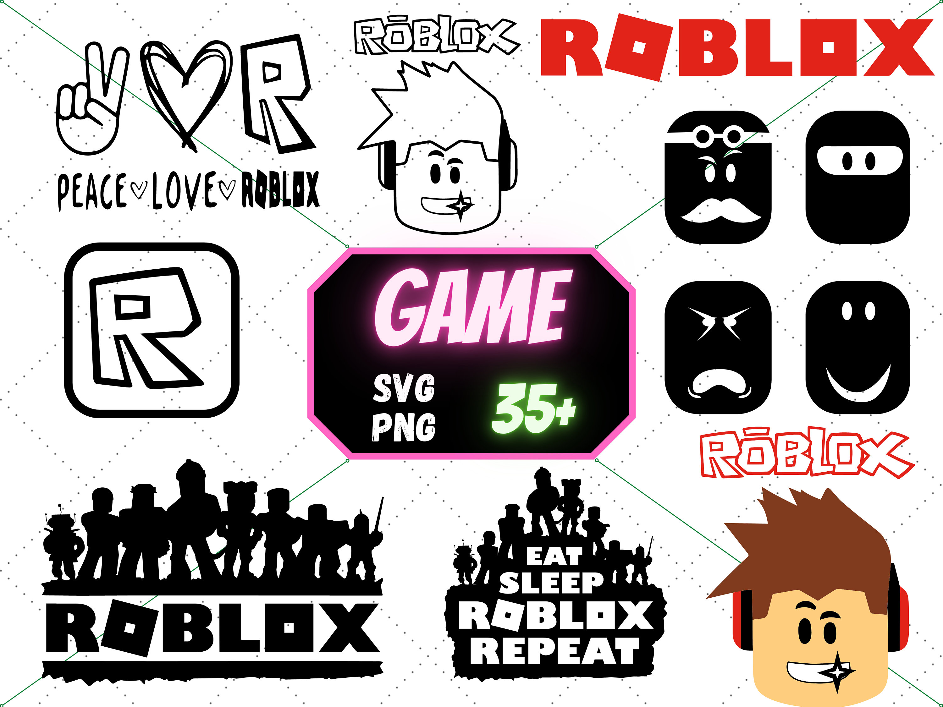 Roblox Head SVG Alphabet Fonts Graphic Roblox Logo Birthday Name Tag ...