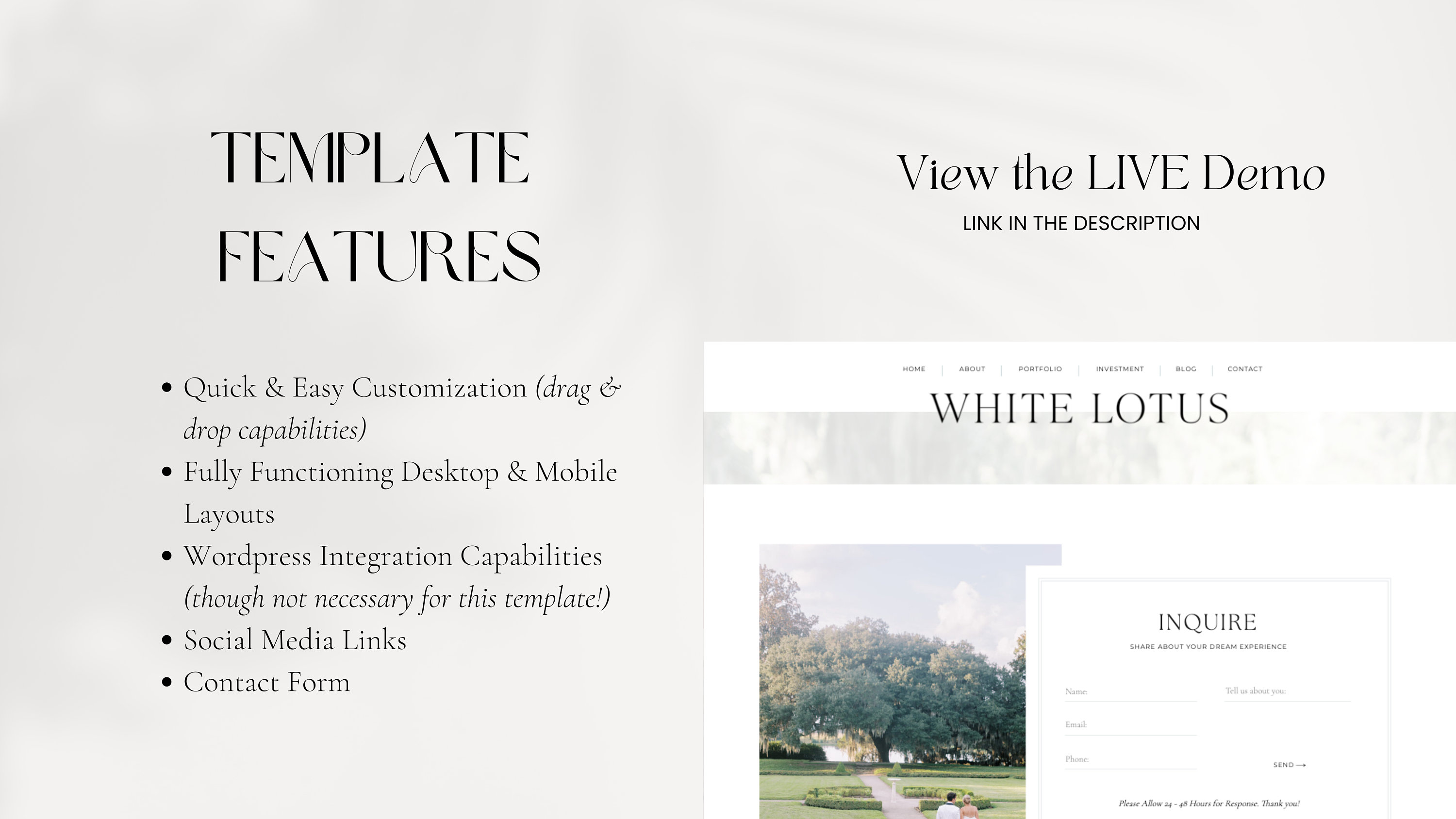 White Lotus | Showit Website Template Photographer | Showit Templates ...