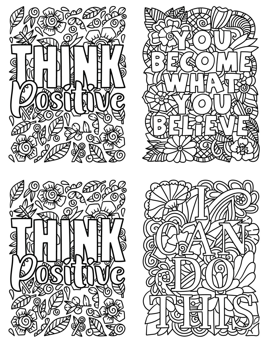 Inspirational Coloring Pages - Instant Download - Etsy