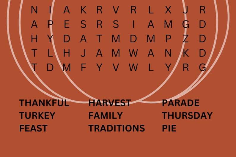 Thanksgiving Word Search - Instant Download - Etsy