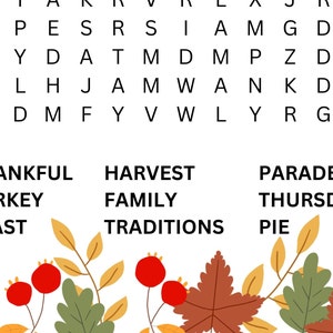 Thanksgiving Word Search - Instant Download - Etsy