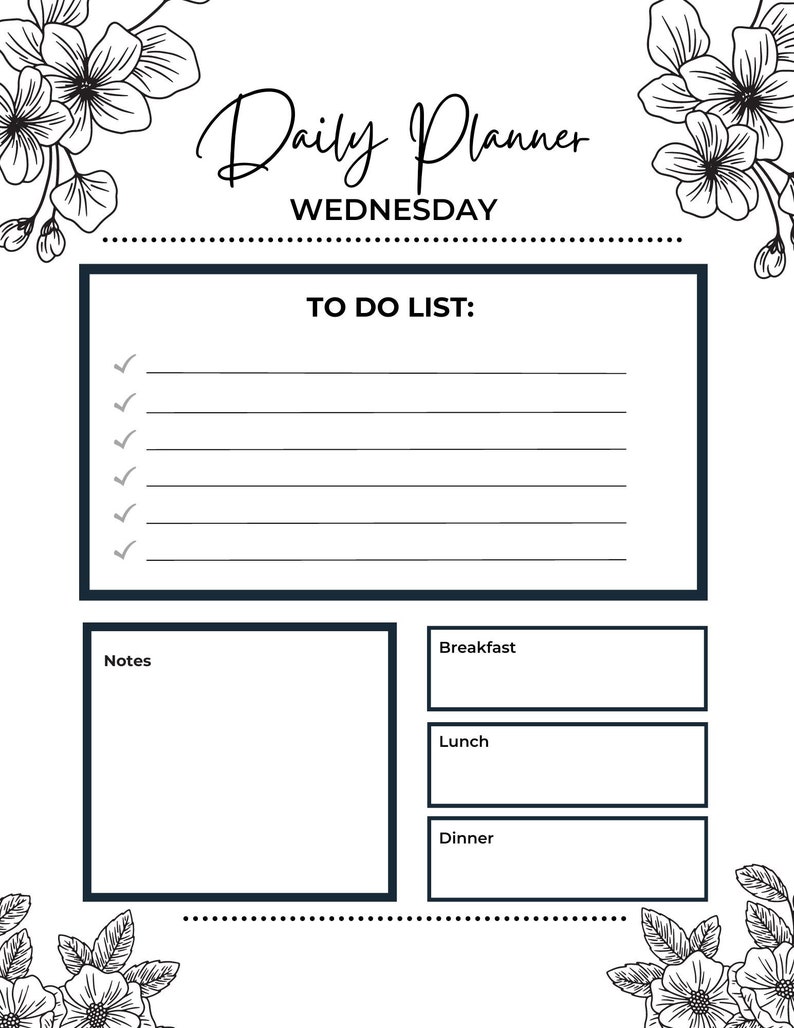 Daily Planner - PRINTABLE - Etsy