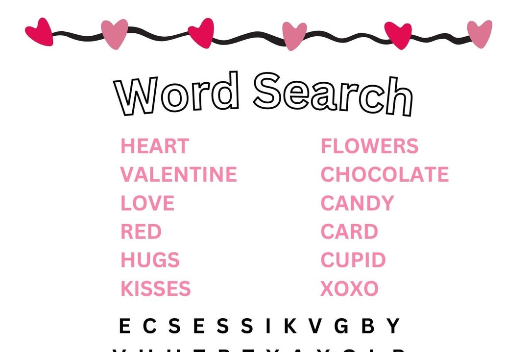 Valentine's Day Word Search - Etsy