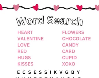 1st Grade Valentine's Day Word Search With Answer Key, Printable - Etsy