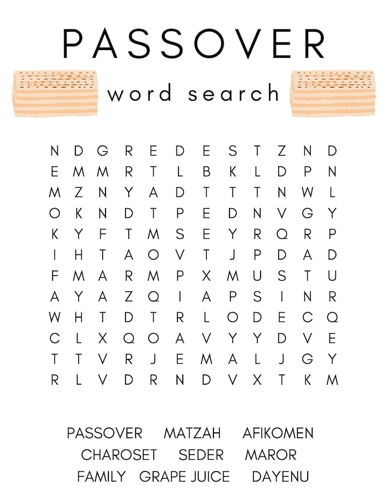 Passover Word Search - Instant Download - Etsy