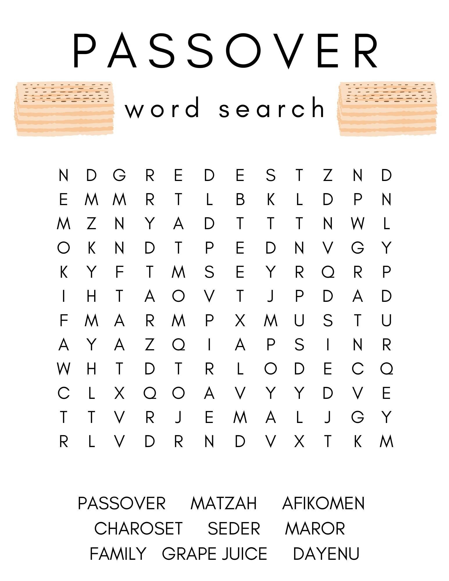 Passover Word Search - Instant Download - Etsy
