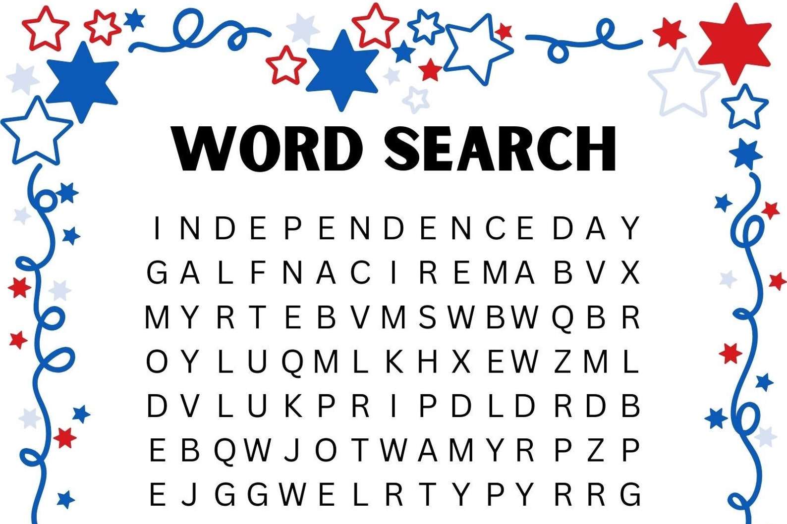 4th of July Word Search - Instant Download - Etsy