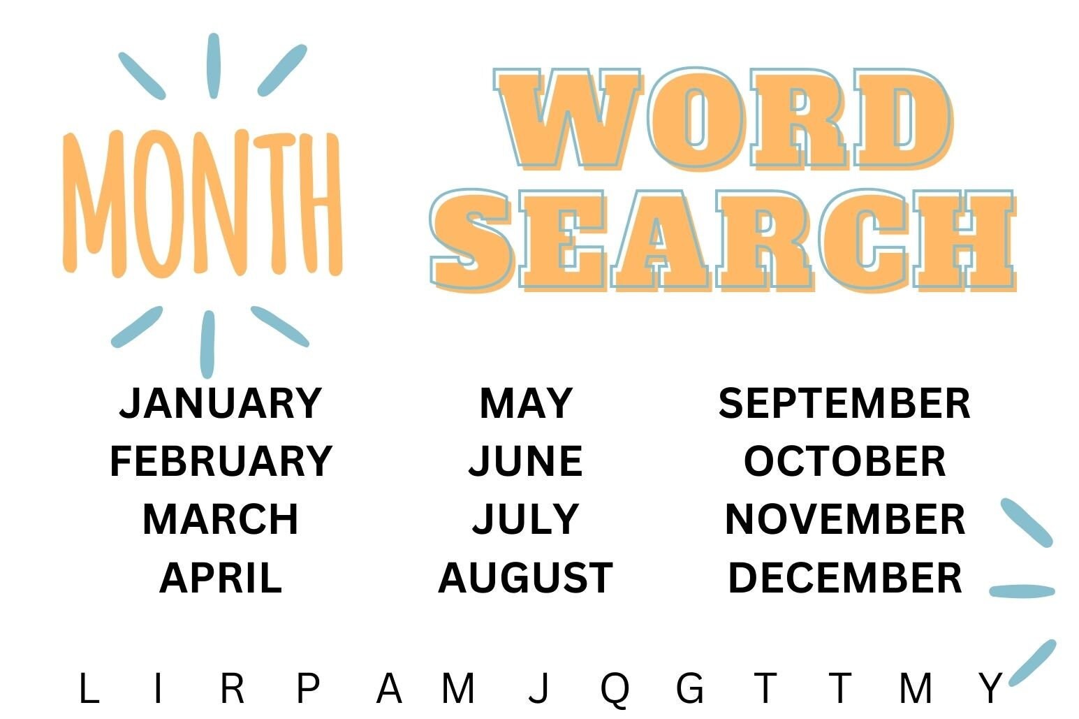 Month Word Search - Instant Download - Etsy