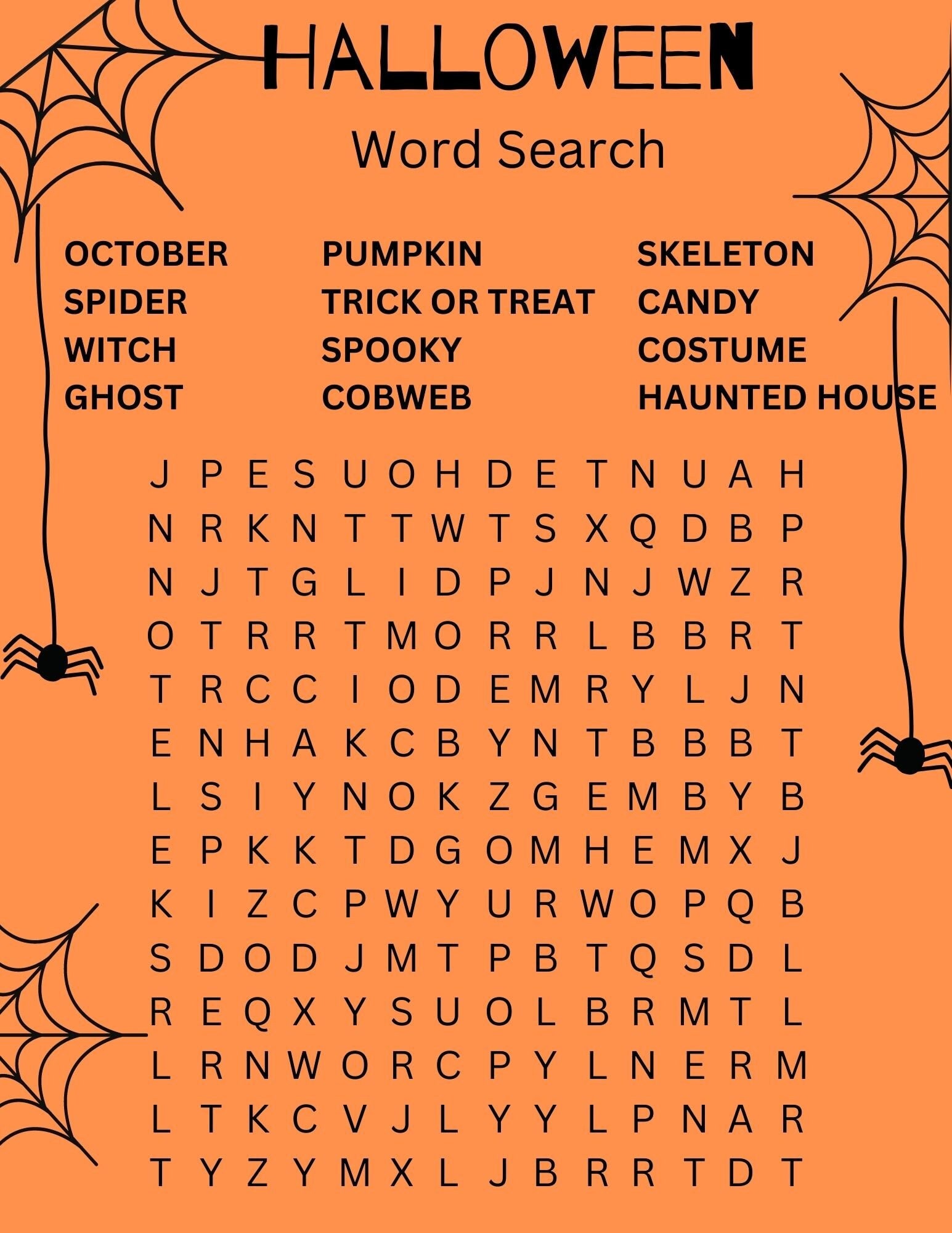 Halloween Word Search - Instant Download - Etsy