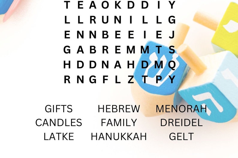 Hanukkah Word Search - Instant Download - Etsy