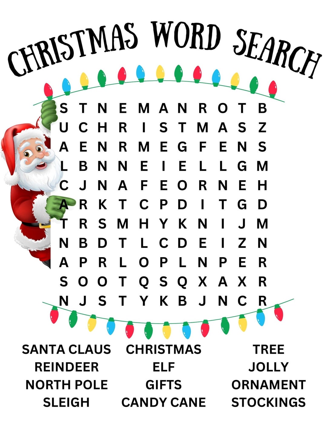 Christmas Word Search - Instant Download - Etsy
