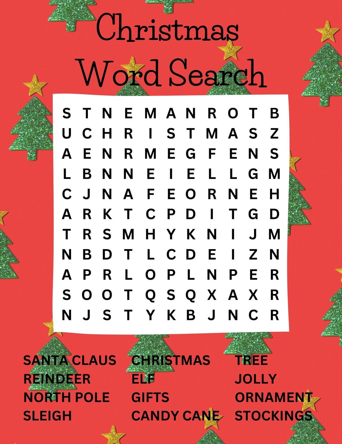 Christmas Word Search - Instant Download - Etsy