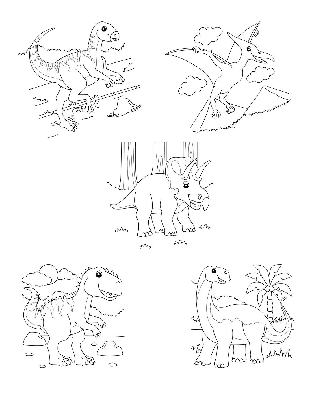 Dinosaur Coloring Sheets - Instant Download - Printable - Etsy