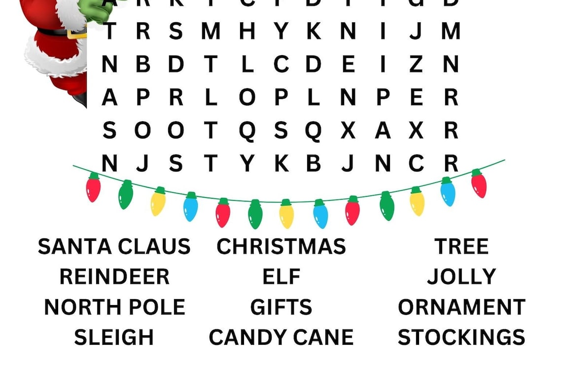 Christmas Word Search - Instant Download - Etsy