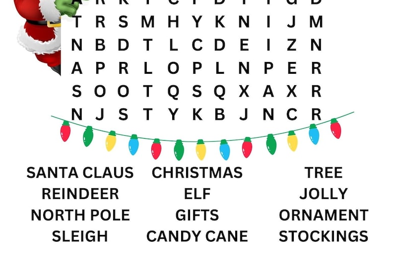 Christmas Word Search - Instant Download - Etsy