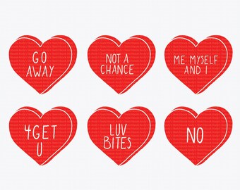 Anti Valentines Day Hearts, Funny Saying, Candy Hearts, SVG ...